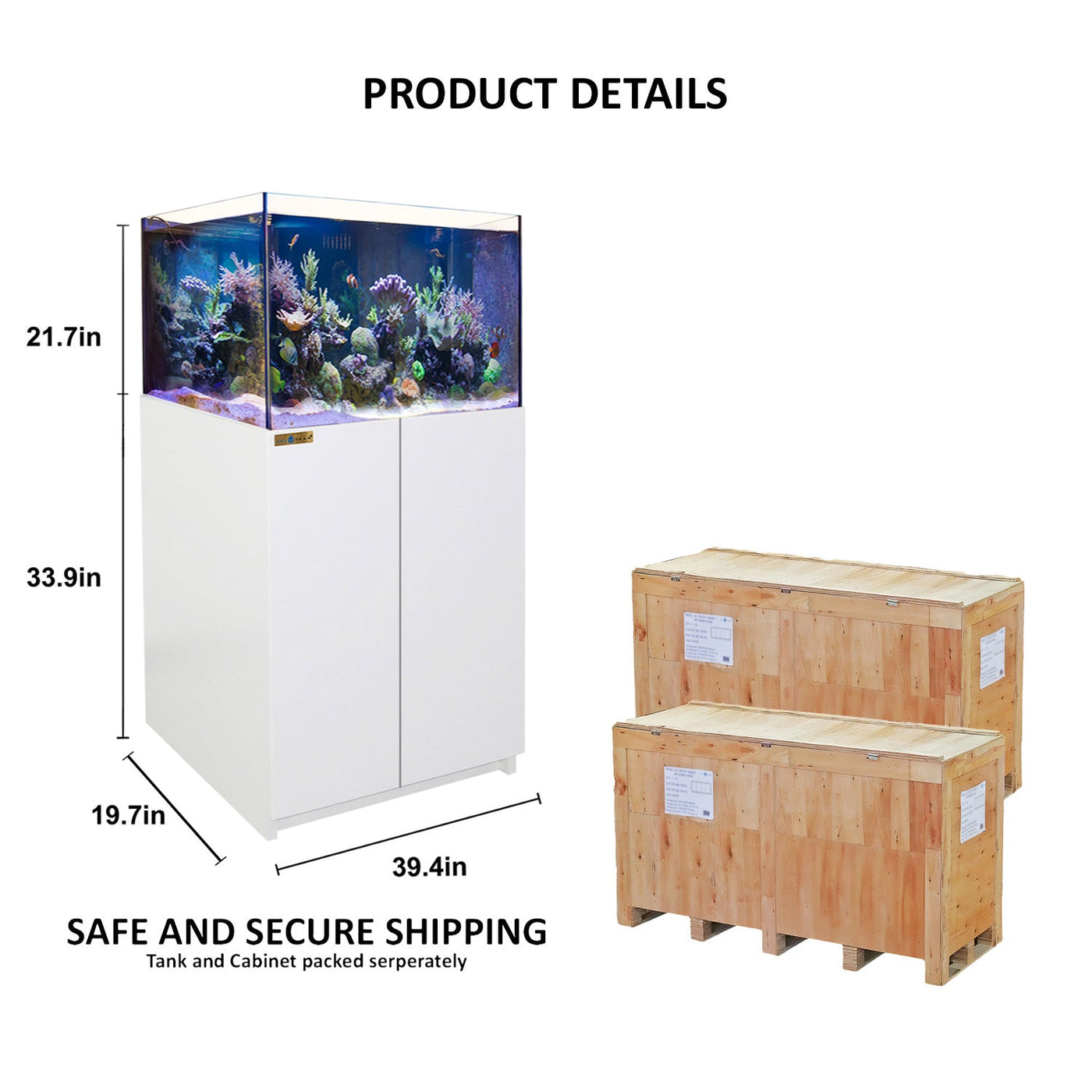 Aqua Dream 115 Gallon Coral Reef Aquarium Ultra Clear Glass Tank & Bui ...