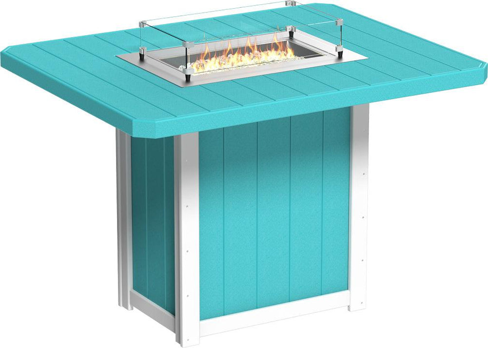 LuxCraft Recycled Plastic Lumin 62" Rectangular Fire Table (BAR HEIGHT ...