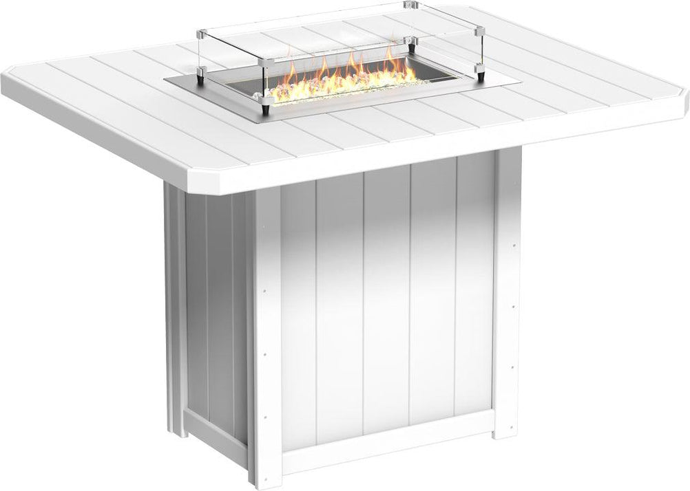 LuxCraft Recycled Plastic Lumin 62" Rectangular Fire Table (BAR HEIGHT ...
