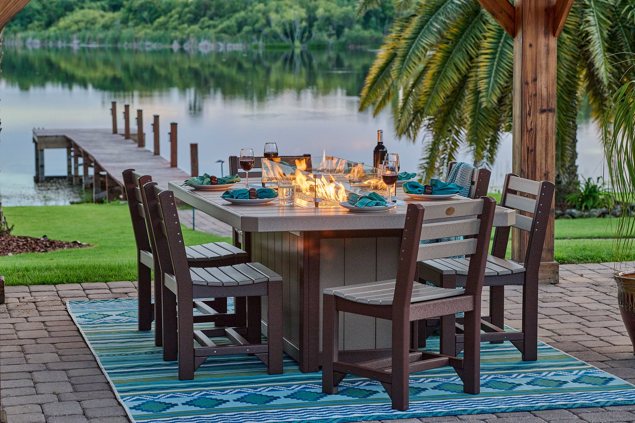 LuxCraft Recycled Plastic Lumin 79" Rectangular Fire Table (DINING HEI ...