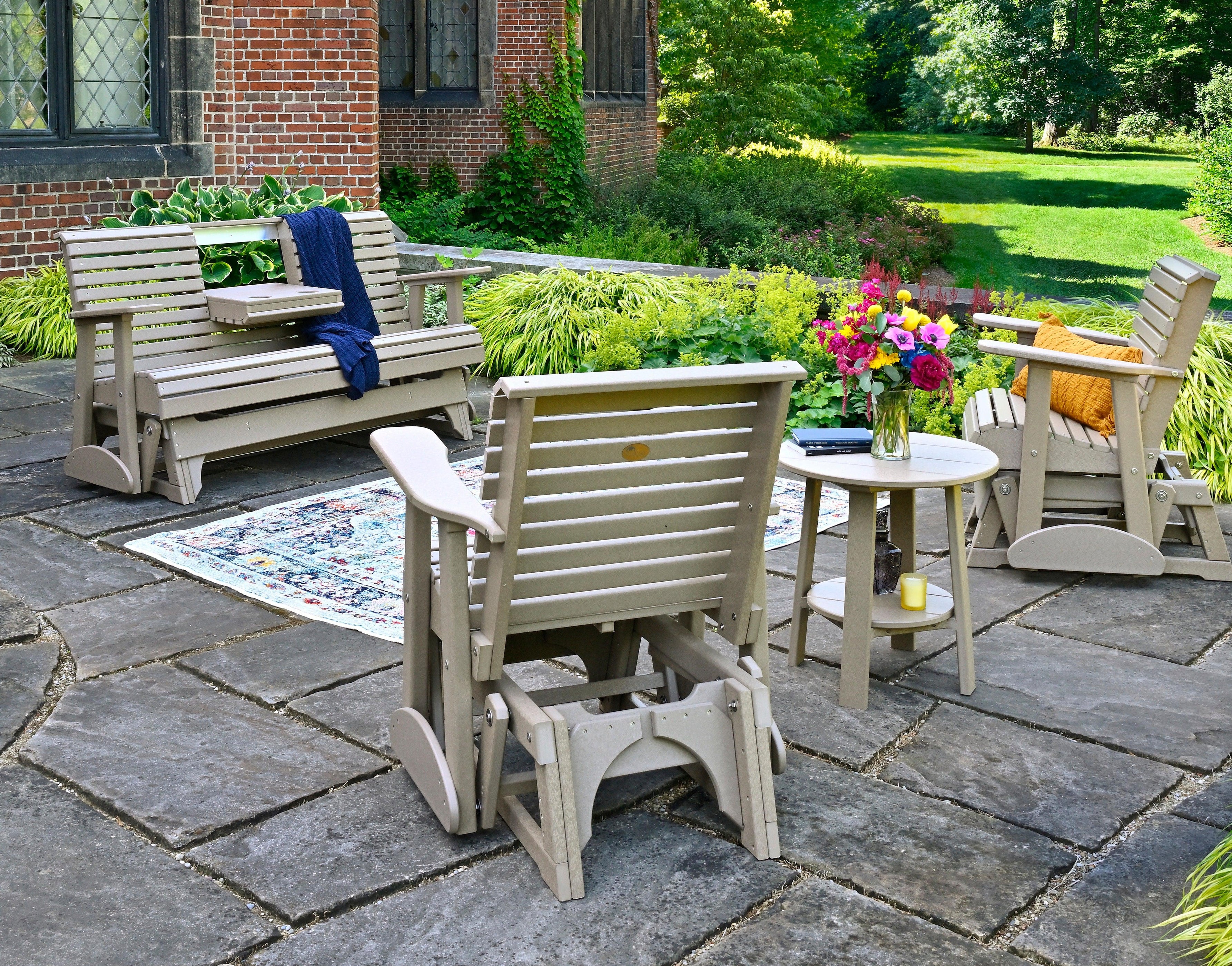 LuxCraft 5' Rollback Recycled Plastic Patio Glider with Flip Down Cent ...
