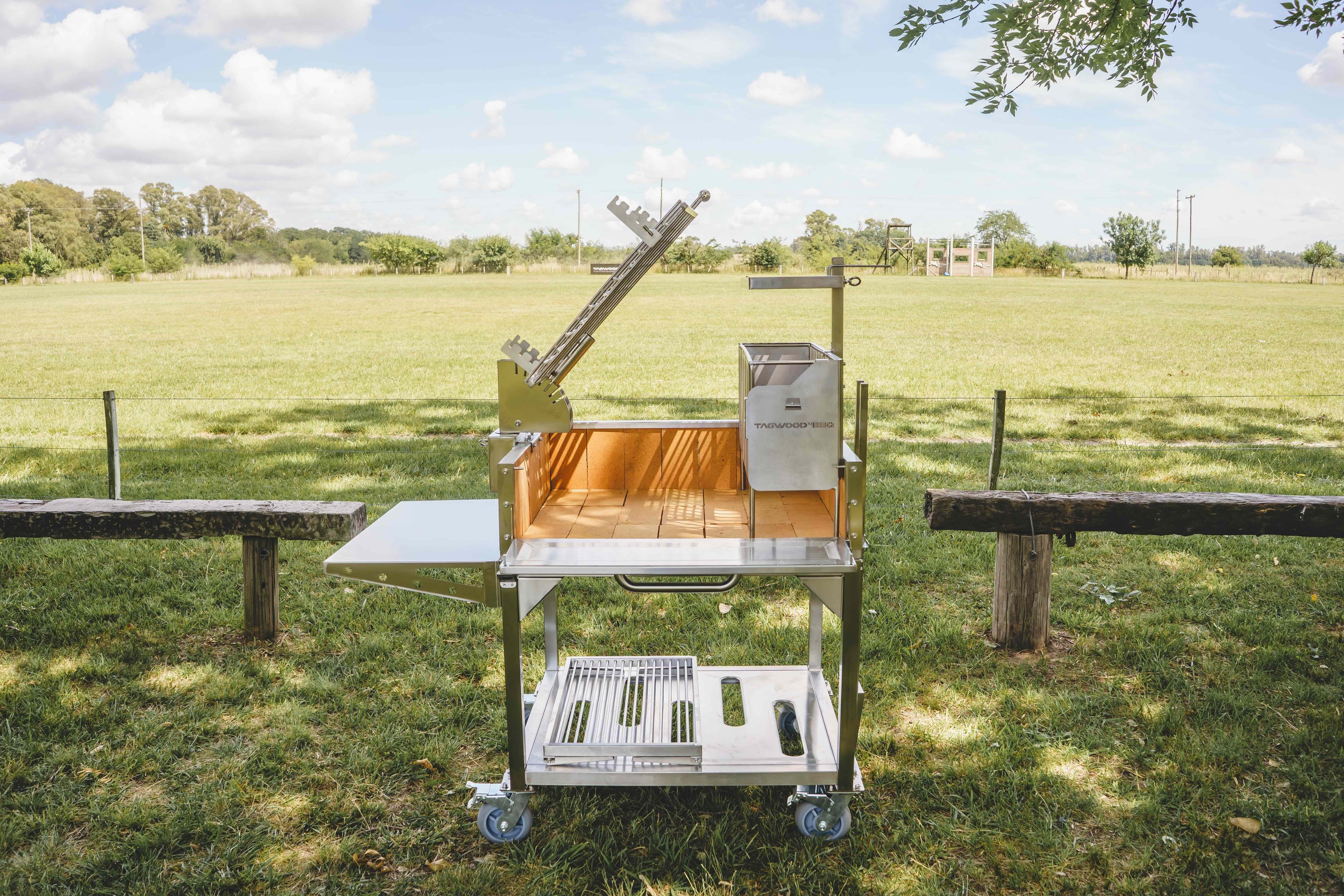 Tagwood BBQ Argentine Clamp Grill with firebox | BBQ33SS — OffGrid Lux