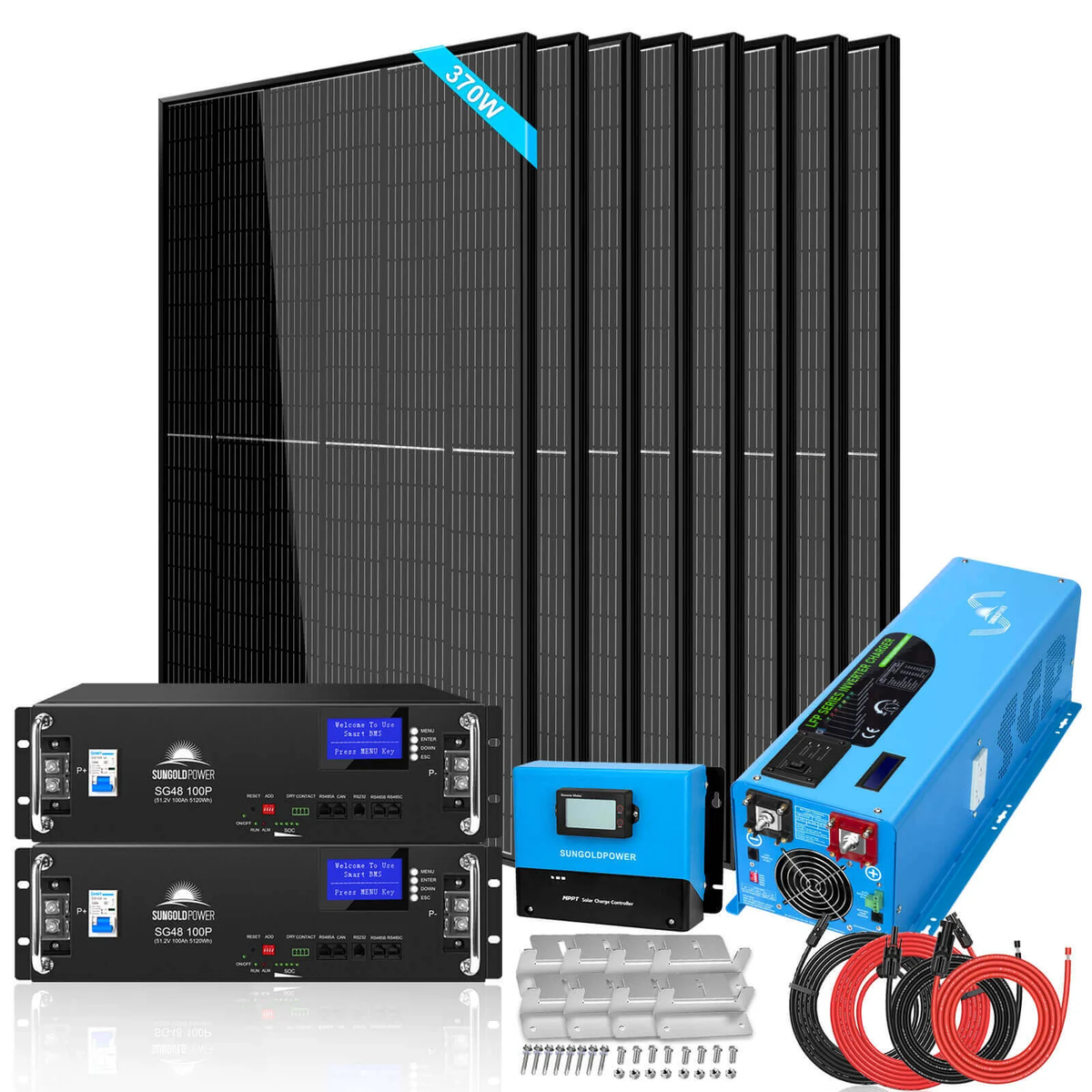 SunGoldPower Off Grid Solar Kit 6000W 48VDC 120V/240V LiFePO4 10.48KWH ...